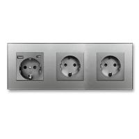 China Wall Socket with USB Type-C 3500W Rated Power Phosphor Bronze Conductor and Round Mounting Box for Europe & Russia for sale