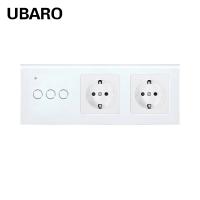 China UBARO 228 Smart Switch and Socket with Voice Control Tempered Glass Panel and Tuya WiFi for sale