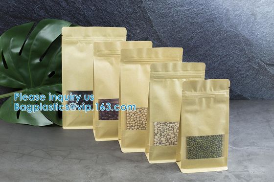 buy White Kraft Paper Stand Up Zipper Pouches Aluminum Foil High Barrier Quad Seal Bag For Food Package online manufacturer