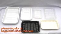 China biodegradable corn starch plastic round food tray, Eco-friendly corn starch disposable 4 compartment food tray with lid for sale
