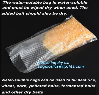 China custom made colored soft PVA water soluble plasticfishing lure packaging, Bait Bags forFishing, dissolved in water fish for sale
