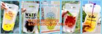 China Beverage Pouch with Plastic Straw Hand-held Clear Zipper Stand Up Juice Drink Bag,Logo Print beverage packaging sack bag for sale