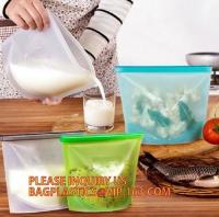 China Reusable Silicone Plastic Packaging Food Zip Silicon Freezer Fresh Vegetable Storage Bags,Zip Lock Sandwich Vacuum Silic for sale