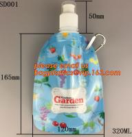 China portable foldable water bottle / folding water bag,BPA Free Stand Up Spout Portable Foldable Water Bottle/Bag With Carab for sale
