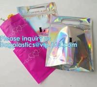 China Bagease Multiple Use Candy Pack Holographic Clear Front Packaging Zipper Bag Wholesale Retail Heat Seal Bag For Popcorn for sale