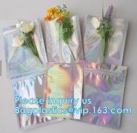 China Bagease Multiple Use Candy Pack Holographic Clear Front Packaging Zipper Bag Wholesale Retail Heat Seal Bag For Popcorn for sale