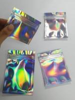 China Bagease pack Holographic Film Resealable Zipper Bag Grip Seal Laminated Plastic Bag Shiny Cosmetic packaging jewelry for sale