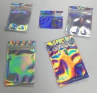 China Bagease pack Holographic Film Resealable Zipper Bag Grip Seal Laminated Plastic Bag Shiny Cosmetic packaging jewelry for sale