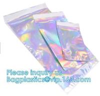China Holographic Mailer Shinny Mylar Mail bags Eyelash Kit Cosmetic Packaging Bag self-adhesive bag laser hologram neon bags for sale