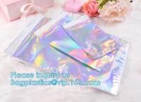 China Holographic Mailer Shinny Mylar Mail bags Eyelash Kit Cosmetic Packaging Bag self-adhesive bag laser hologram neon bags for sale