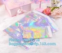 China Holographic Mailer Shinny Mylar Mail bags Eyelash Kit Cosmetic Packaging Bag self-adhesive bag laser hologram neon bags for sale