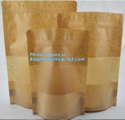 China Square Bottom Gusseted Resealable Kraft Paper Stand Up Pouch Rice Packaging Bag With Zipper And Window BAGEASE PACKAGE for sale