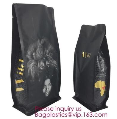 China Custom Printing Aluminum Foil Flat Bottom Pouch Bag Wholesale Square Bottom Coffee Bean Snack Packaging Bag With Valve for sale