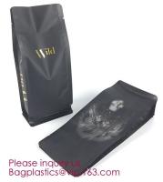 China Custom Printing Aluminum Foil Flat Bottom Pouch Bag Wholesale Square Bottom Coffee Bean Snack Packaging Bag With Valve for sale
