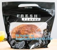 China High temperature hot roast chicken bag grilled chicken stand up bag with handle, food grade plastic bag with zipper for sale