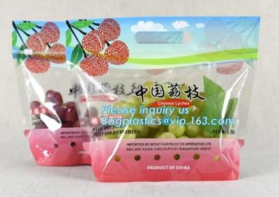 China Promotional popular plastic reusable slider zipper food bags, slider k perforated fresh grape packaging bag, fruit for sale