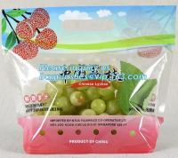 China Promotional popular plastic reusable slider zipper food bags, slider k perforated fresh grape packaging bag, fruit for sale