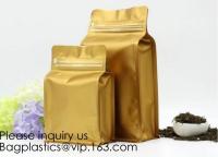 China Customized Color Eight-Side Seal Aluminum Foil Zip Lock Food Bag Coffee Packaging,Matte Finish Black Aluminum Foil Ziplo for sale