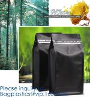 China Reusable Top k Square Box Flat Bottom Aluminum Foil Lined Plastic Kraft Paper bag with Window,250g 500g Custom Pla for sale