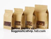 China Kraft Bags With Window, Resealable Large Kraft K Food Storage Bags ,Storing Food,Nuts,Seeds,Beans,Tea Leaves, Coffe for sale