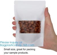 China Kraft Stand Up Reusable Sealing All-Purpose Food Storage Pouches PE Reclosable Lock With Tear Notch For Candy Beans for sale