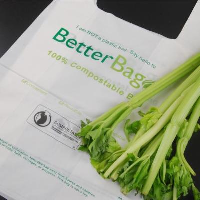 China 100%Biodegradable And Compostable T-Shirt Bags/Vest Carrier PE Plastic Bag, Vest Carrier Plastic T-Shirt Shopping Bag for sale