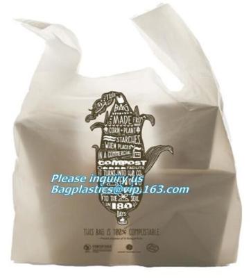China Compostable T-Shirt Bags/Vest Carrier PE Plastic resuable shopping bag, Biodegradable and Compostable T-shirt Bags/vest for sale