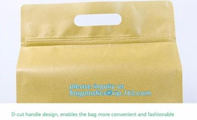 China Stand up k kraft paper bags with clear window,resealable zipper stand up clear window brown kraft paper bag BAGEAS for sale