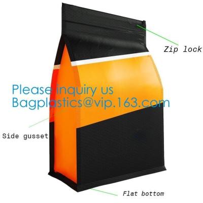 China Side Sealed Square Flat Box Bottom Coffee Packaging Bags,Side Seal Gusset Food Grade Packaging Bags With k Organic for sale