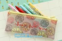 China PVC Stationery Bag With Plastic bags, Slider Pen Pencil Rules Packaging Bags, square bottom zipper type plastic bag for sale