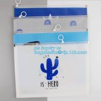 China Office Stationery Mesh Bags With Slider Zipper, slider bag easy vinly package, stationery packaging zipper with gray sli for sale