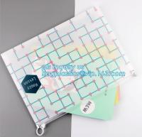China Promotional stationery set PVC bag pencil set, zipper office stationery pouch with rope slider, Office stationery waterp for sale