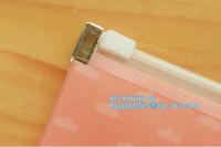 China EVA Plastic Promotional Gift Packaging Bag Slider Zipper Bags With Ring Holder, PVC zipper bag for invoice bill bag penc for sale