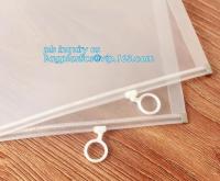China EVA Plastic Promotional Gift Packaging Bag Slider Zipper Bags With Ring Holder, PVC zipper bag for invoice bill bag penc for sale