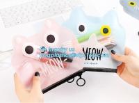 China Export to Japan silicone pencil bag, neoprene customized logo pencil bag, zipper lovely large capacity students learning for sale
