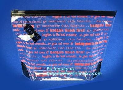 China k bags pvc zip bag for cosmetic packing, elegant bag frosted slider zipper bag for microfiber, bikini bag,pvc plas for sale