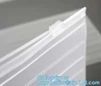 China reusable promotional Plastic LDPE slider zipper bags, metallized film bottom loaded slider zipper packaging gloss finish for sale