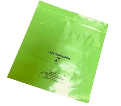 China PLA Biodegradable Cornstarch Minizip Grip Bags Green Color Plastic 100% Compostable Bags, K, Zip Loc, Grip Seal for sale