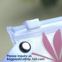 China Logo Printed Slider Zipper Clear Pvc Bag For Package Vinyl Transparent Pvc Bag Cosmetic Packing,Zipper Closure Design for sale