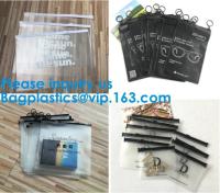 China k Plastic Bags Packaging Custom Clear Poly Pvc Slider Zipper Bag, Standup Cosmetics Packaging PVC Slider Bag for sale