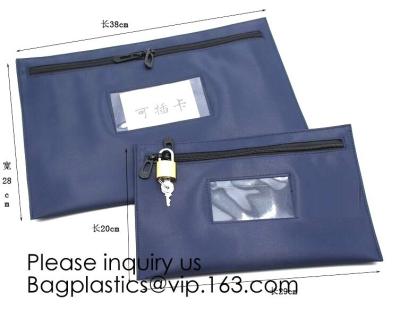 China Portable Bank Bag Zipper Leather Security Deposit Bag With Name Card Pocket Bank Locking Document Security Bag Deposit B for sale