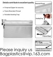 China Silicone Coated Fire Resistant Envelope bag Fireproof Money Document Bag,Fireproof Bag Fire Proof and Water Resistant Do for sale