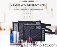 China Zipper Mesh Bags, Pack of 4 (S/M/L & Pencil Pouch), Beauty Makeup Cosmetic Accessories Organizer, Travel Toiletry Kit Se for sale