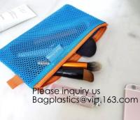 China Colored Mesh Zipper Pouch Multipurpose Travel Mesh Bag for Cosmetics Offices Supplies Travel Accessories, stationery pac for sale