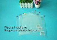 China Metal Clip Zipper Slider Closure Bags, Zip Envelope, Clear Color A5 Size Paper Document File Invoice Bill Zipper Bag Pen for sale