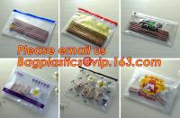 China Transparent pvc slider zip bag with blue side gusset, pvc zipper lock slider bag, Zipper slider clear pvc bag for ruler for sale