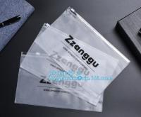 China frosted poly bag with slider for clothing packaging, Frosted plastic bag with slider, apparel packaging bag with k for sale
