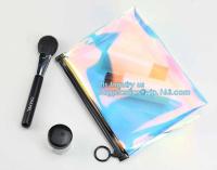 China Standup cosmetics packaging PVC Slider bag, cosmetic slider eva zipper bag, Seal Heated PVC slider Cosmetic Bag for sale
