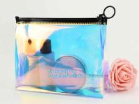 China Standup cosmetics packaging PVC Slider bag, cosmetic slider eva zipper bag, Seal Heated PVC slider Cosmetic Bag for sale