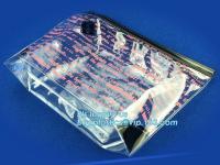 China swimwear PVC vinyl Bag with slider zipper, Cosmetic Pouch good quality with zipper packing bag, slider button pvc transp for sale